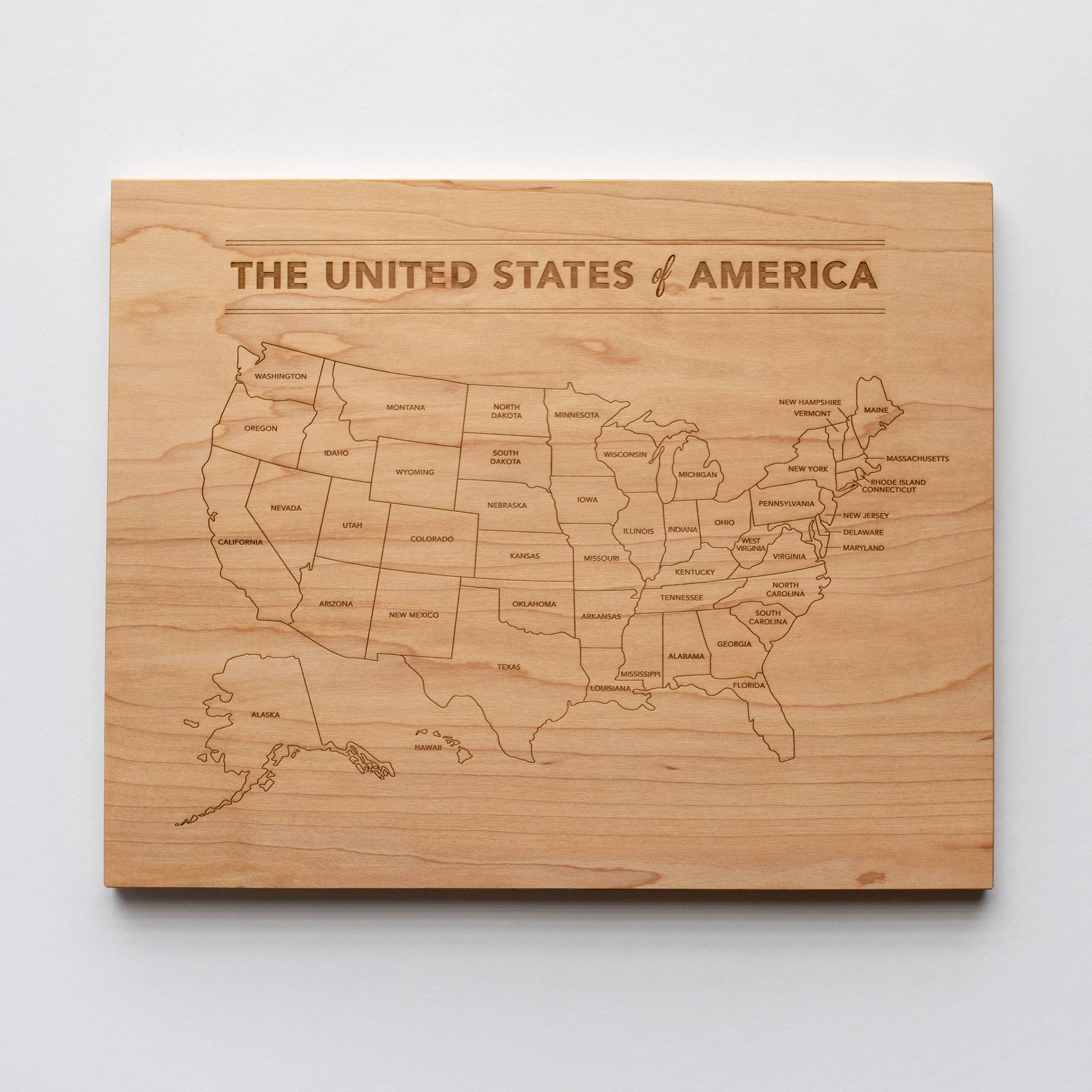 Wooden United States Map • Engraved Modern Map of USA – Three Painted ...